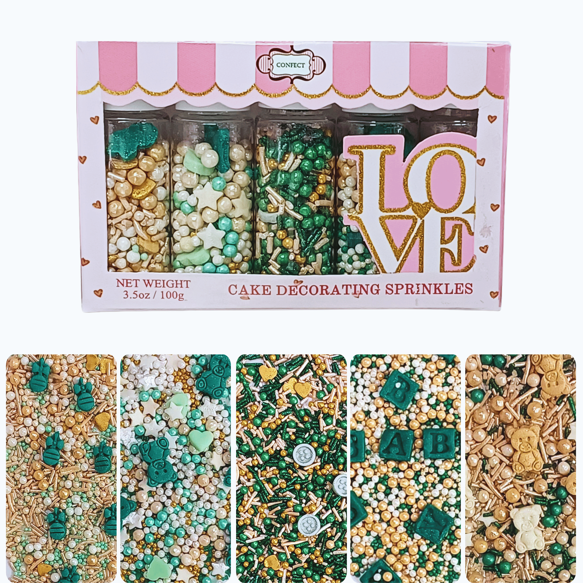 Baby Shower Sprinkles | Gender Reveal Sprinkles | Gold, Silver, Mint G ...