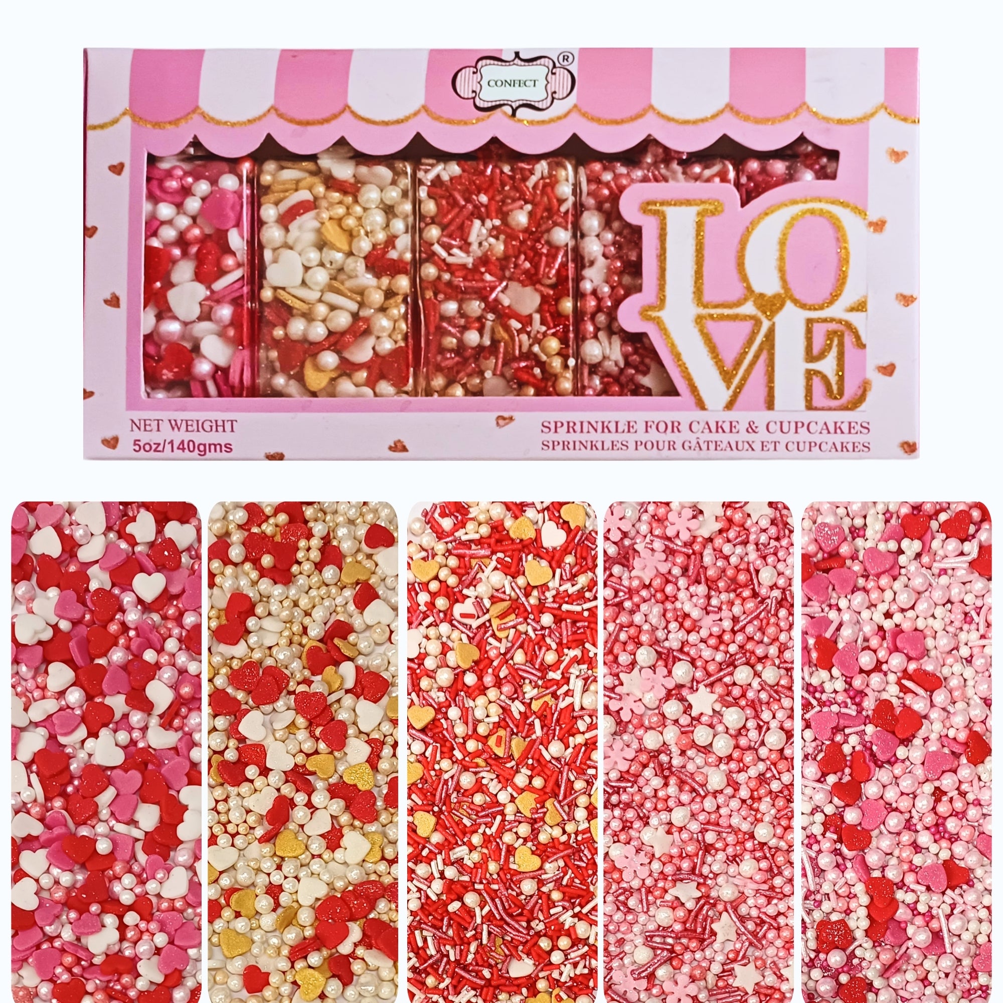 Valentine Sprinkles | 08 Edible Decoration for Baking & Dessert 100g ...