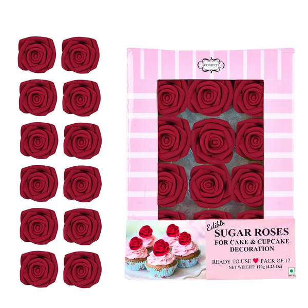 Rich Deep Burgundy Rose | Edible Sugar Roses Topper – Confect