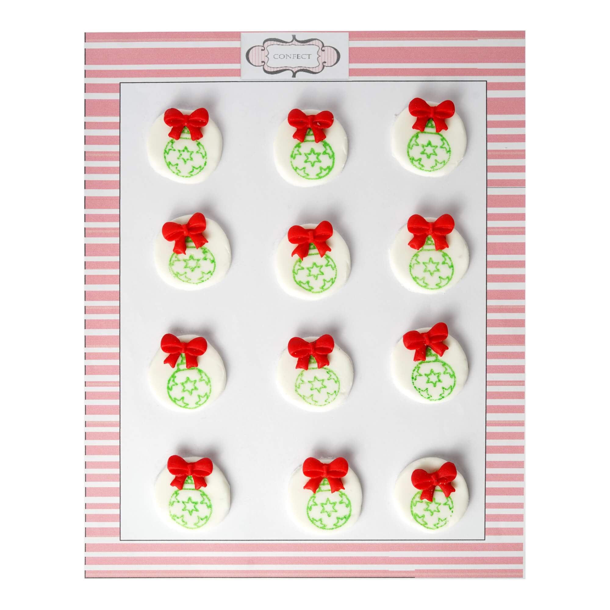 Christmas Bauble Green & Red | Edible Christmas Topper – Confect