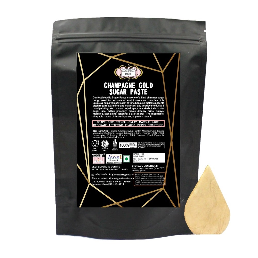 Confect Champagne Gold Sugar Paste900 Gms – Confect - The Sugar Paste ...