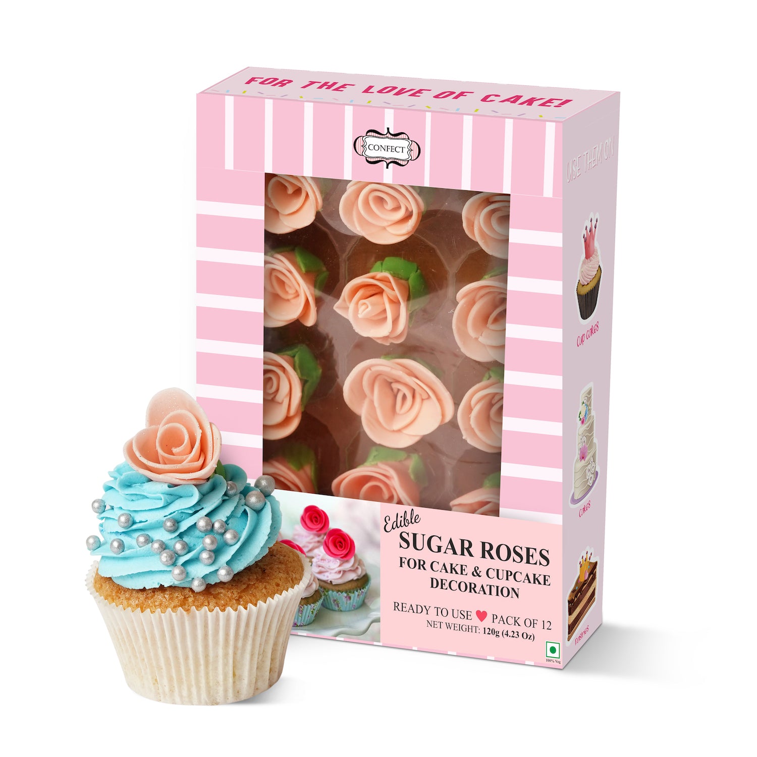 Sugar Roses for Cake & Cupcake Decoration Hot Pink 120 gms – Confect ...