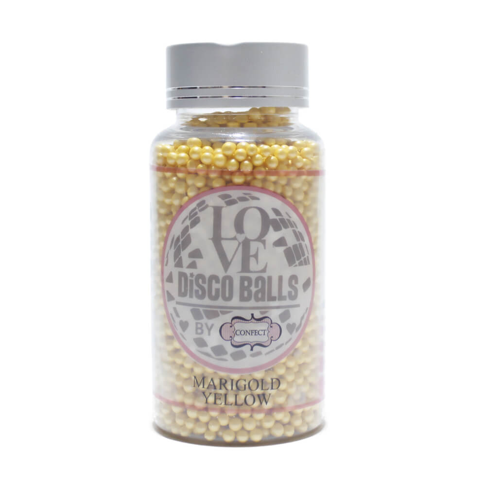 Marigold Yellow Disco Balls Sprinkles 2 MM 120 Gms – Confect